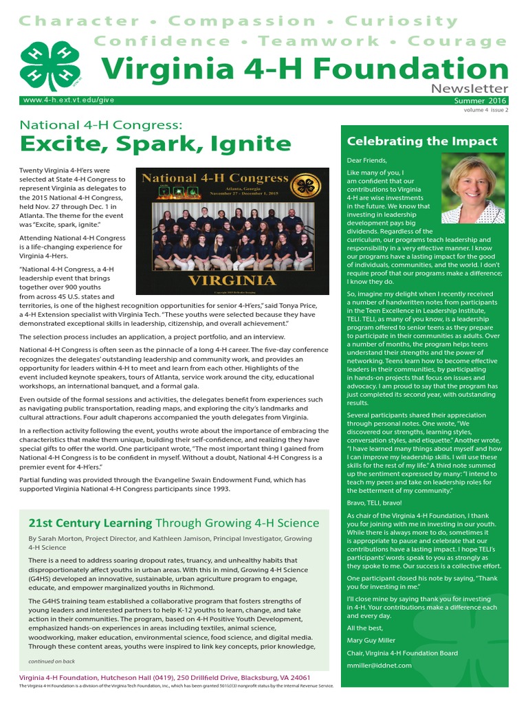Virginia 4-H Foundation: Excite, Spark, Ignite | PDF | Leadership ...