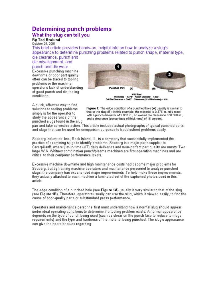 Determining Punch Problems: What The Slug Can Tell You | PDF | Fracture ...