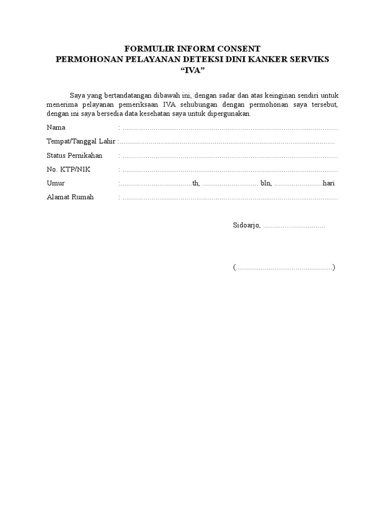 Formulir Inform Consent Iva | PDF