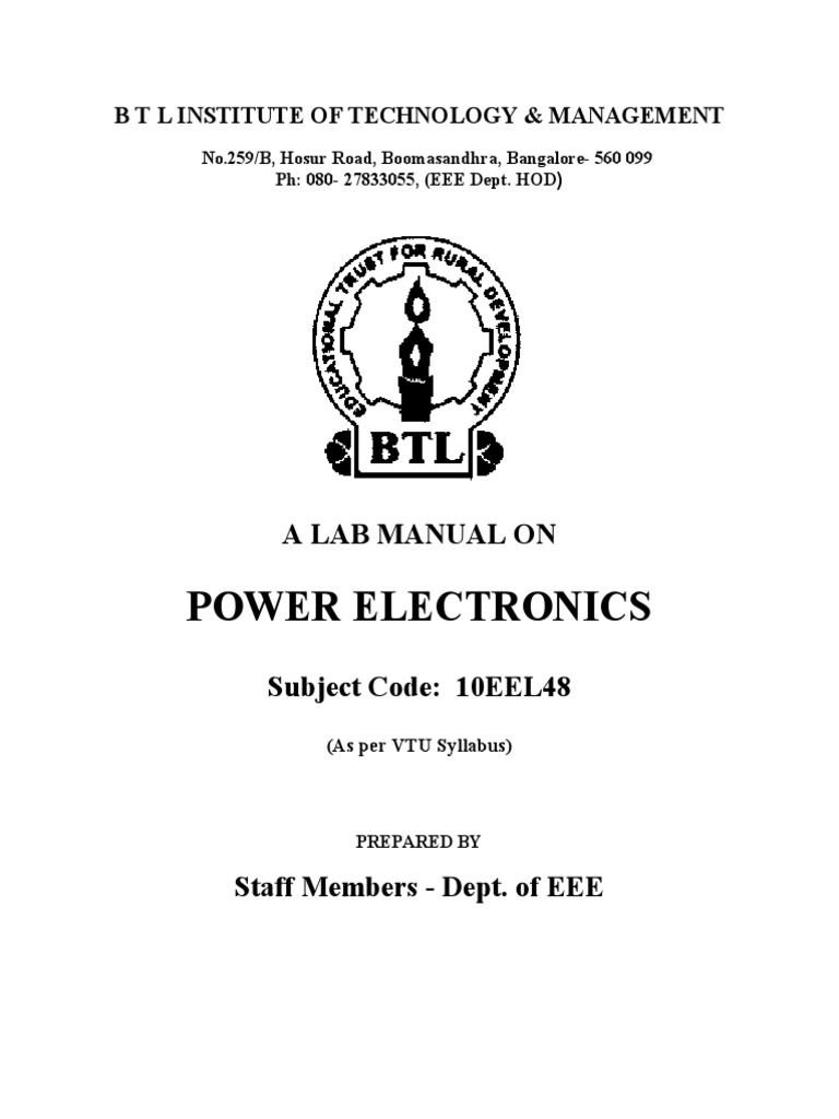 BTL 4th Sem Power Electronics Lab Manual | PDF | Power Electronics | Voltage