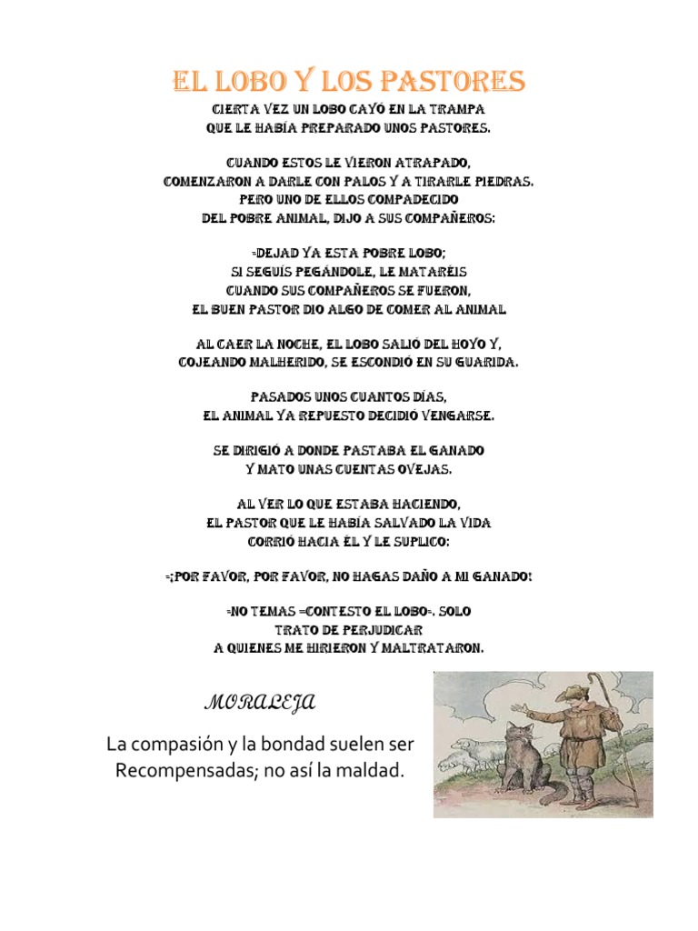 Fábula del lobo y el pastor | PDF