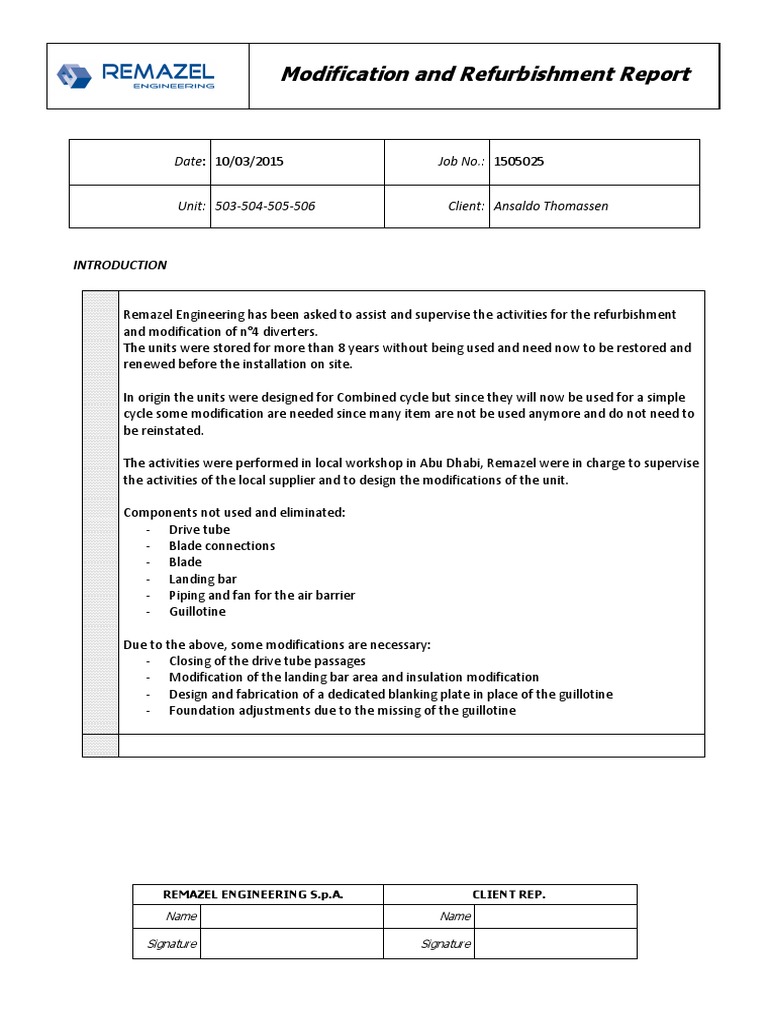 15 05 025 - Modification and Refurbishment Report | PDF | Building ...