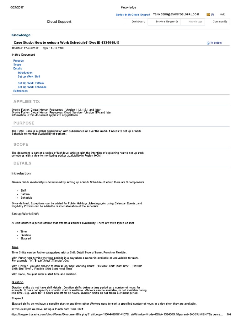 Create Work Schedule in Fusion HCM | PDF | Oracle Corporation | Cloud ...