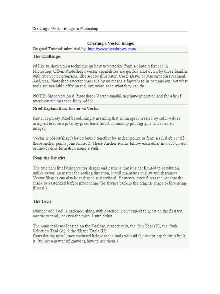 Creating A Vector Image in Photoshop | PDF | Adobe Photoshop | Graphics