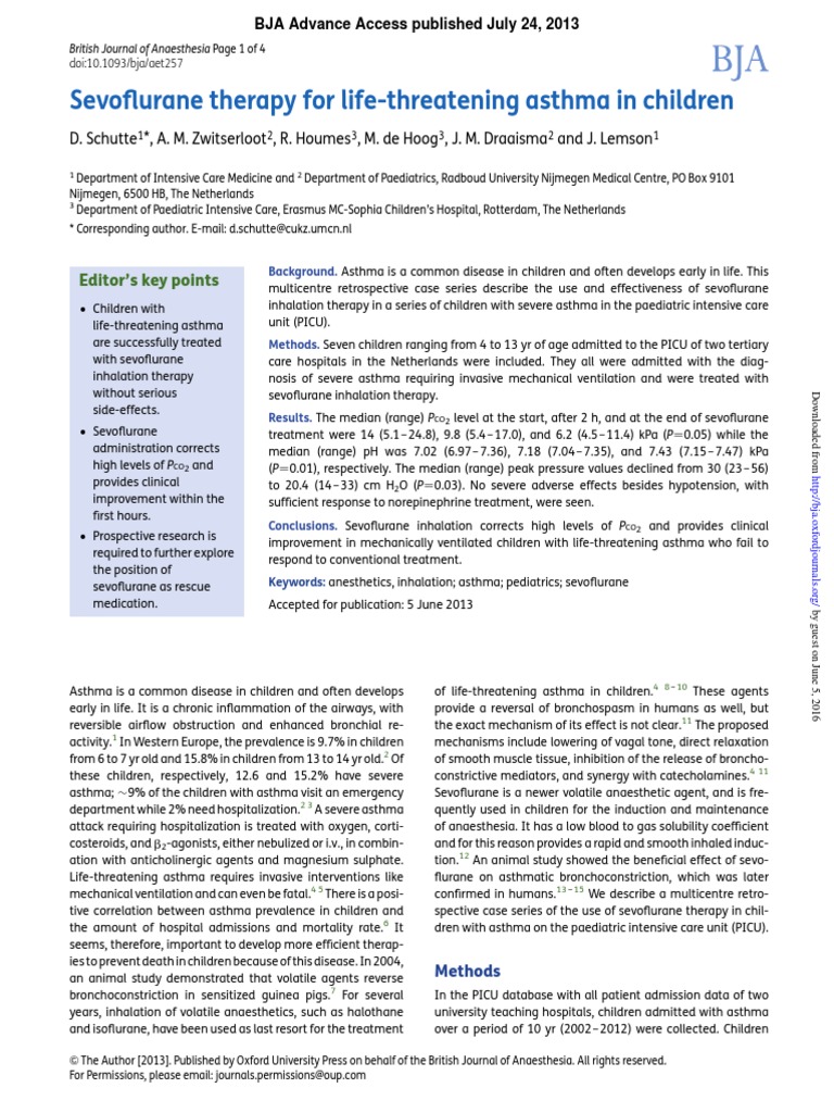 Br. J. Anaesth. 2013 Schutte Bja Aet257 | PDF | Asthma | Anesthesia