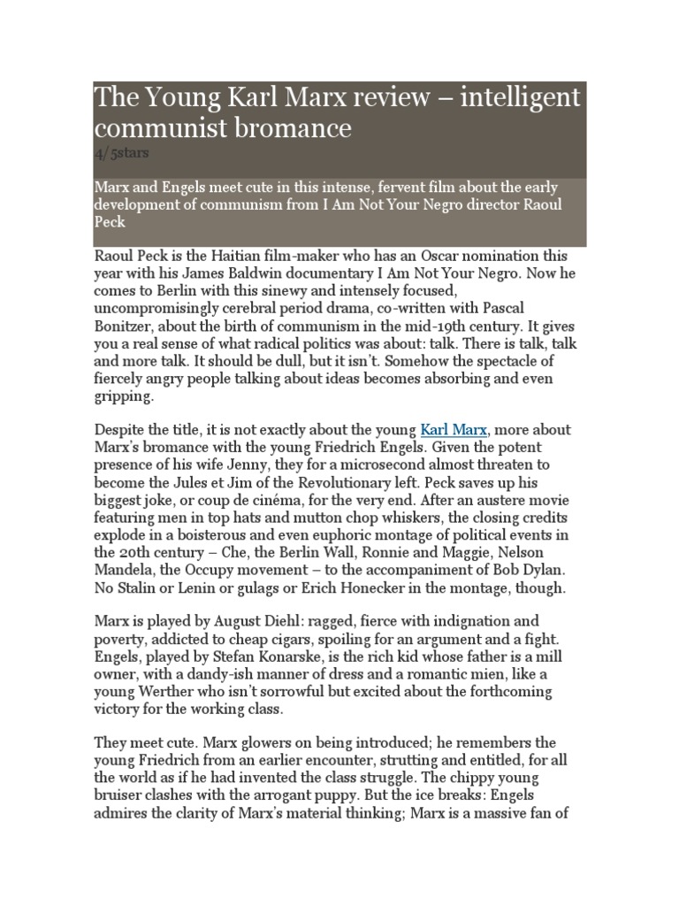 The Young Karl Marx Review | PDF | Friedrich Engels | Karl Marx