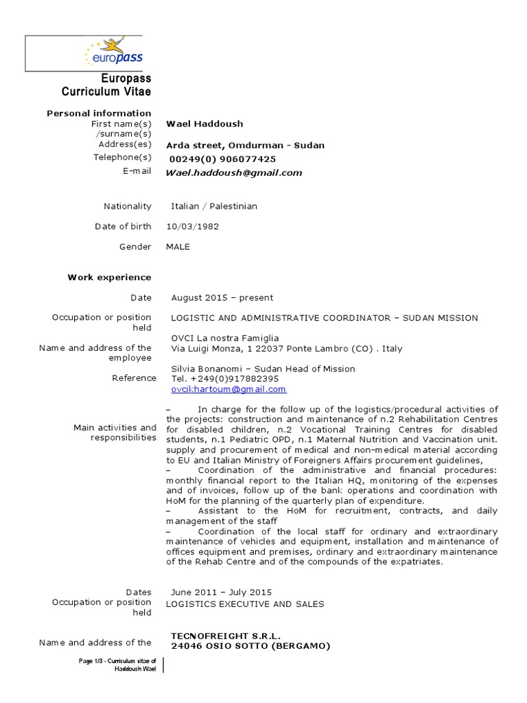 CV Wael Haddoush Eng. | PDF | Cargo | Academic Degree