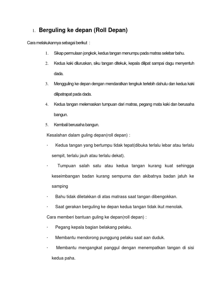 Teknik Dasar Senam Lantai: Roll, Kayang, dan Lompat Kangkang | PDF ...