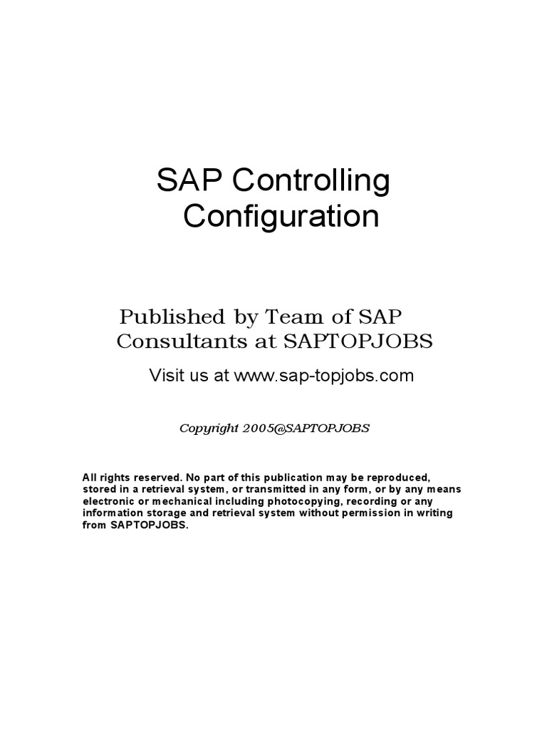 SAP Controlling Configuration | PDF