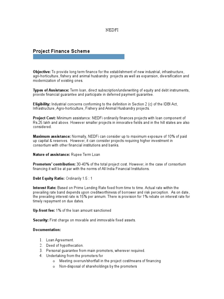 Project Finance Scheme | PDF | Project Finance | Loans