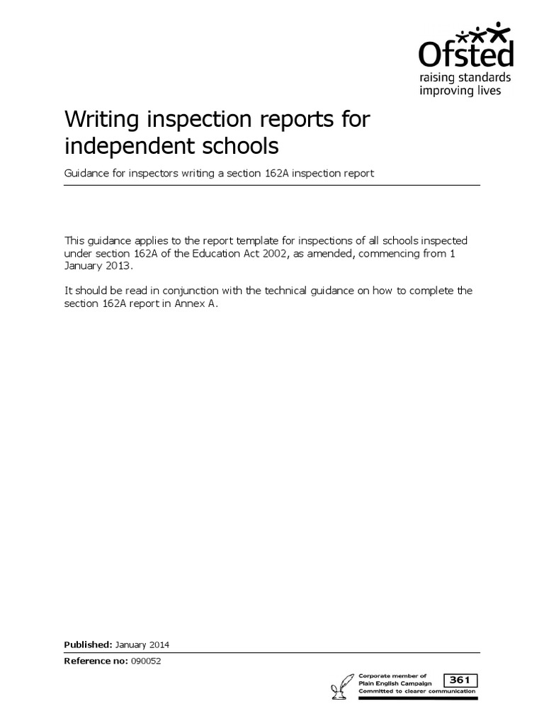 Writing Inspection Reports For Independent Schools | PDF | Early Years Foundation Stage ...