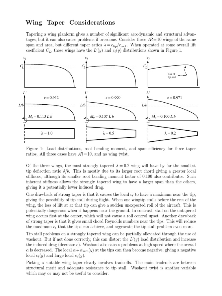 Wing Taper Ratio and Stall Risks | PDF | Dynamics (Mechanics ...
