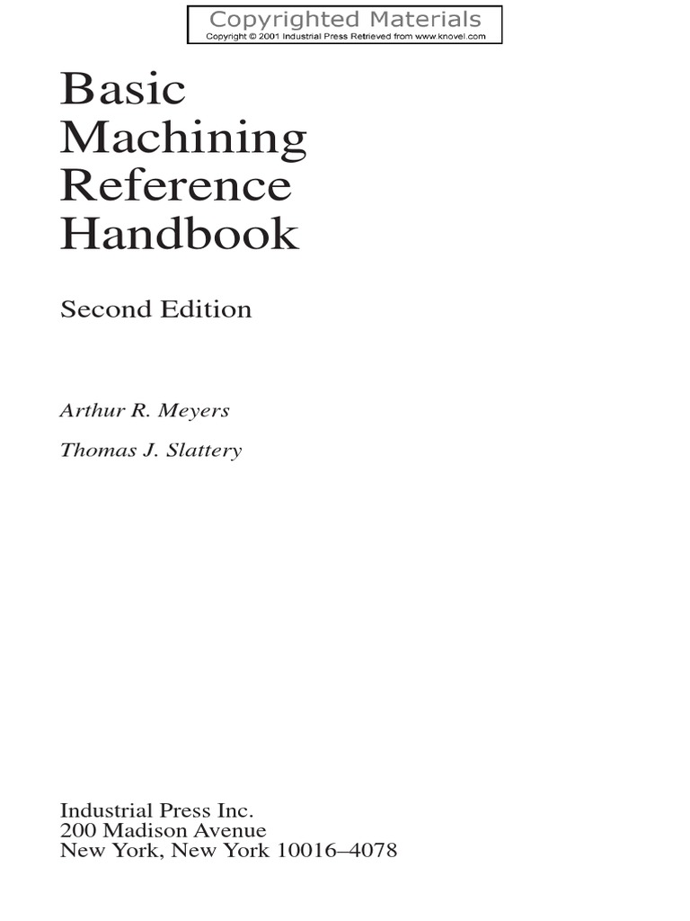 Meyers, Arthur R. Basic Machining Reference Handbook | PDF | Machining ...