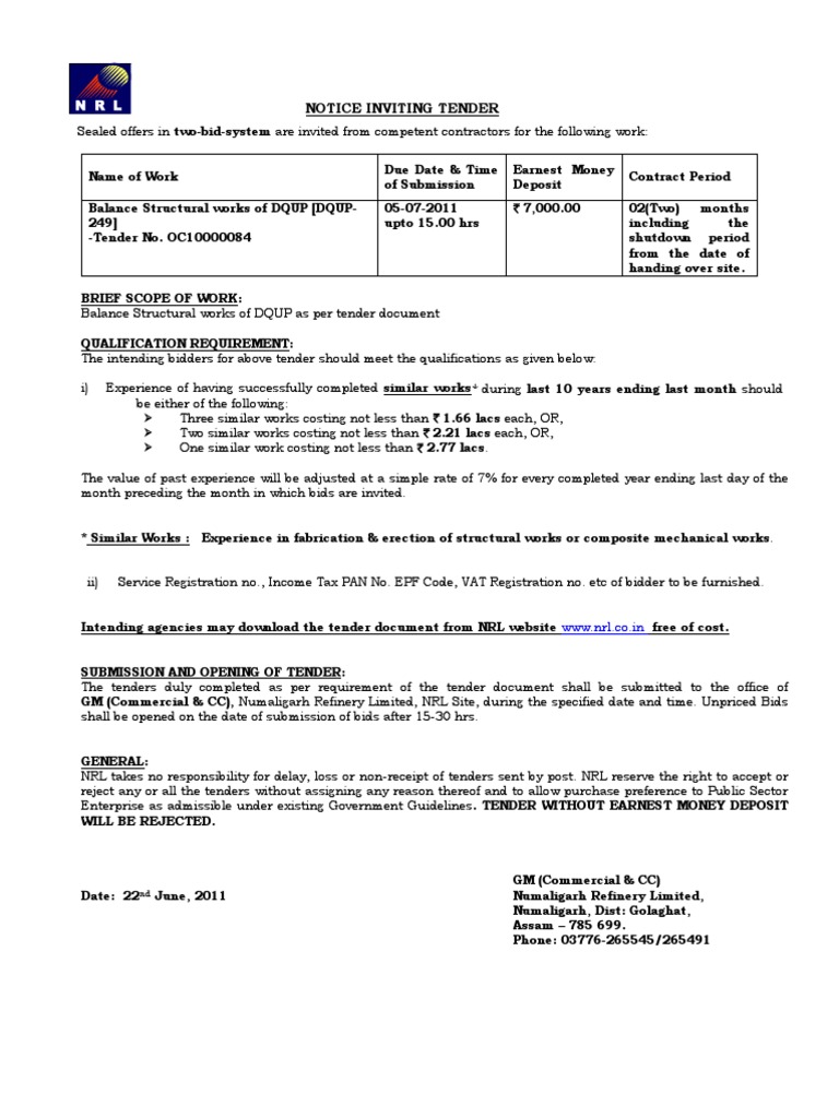 Unpriced Bid | PDF | Construction Bidding | General Contractor