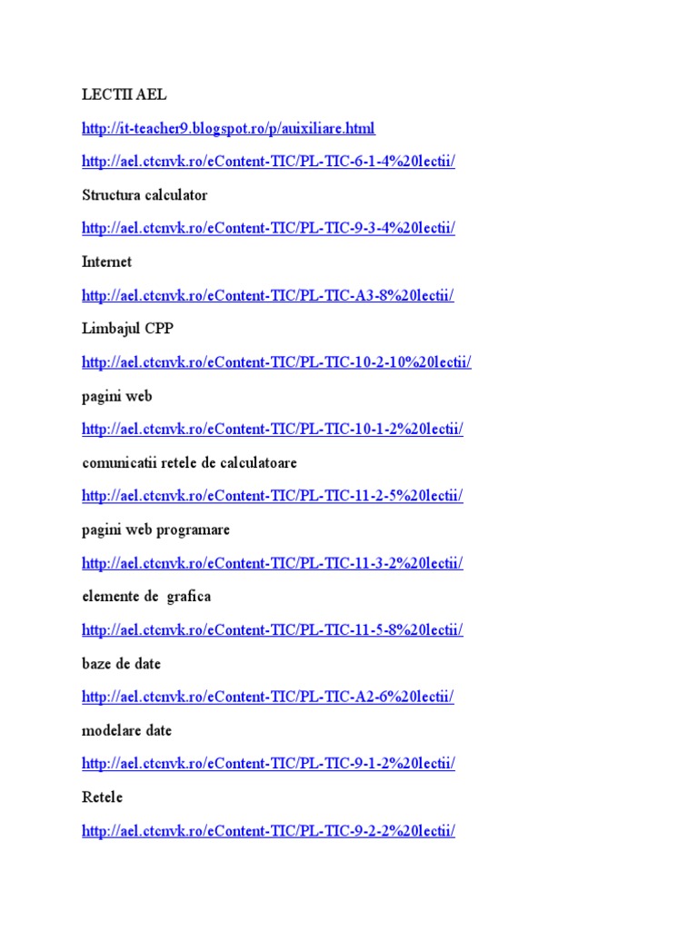 Lecții AEL: Structura Calculatorului | PDF | Hypertext Transfer Protocol Clients | Software