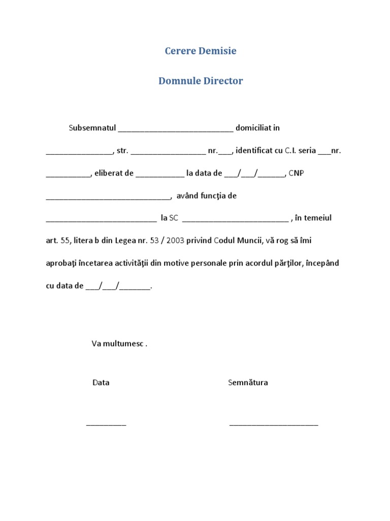 Model cerere divort de comun acord