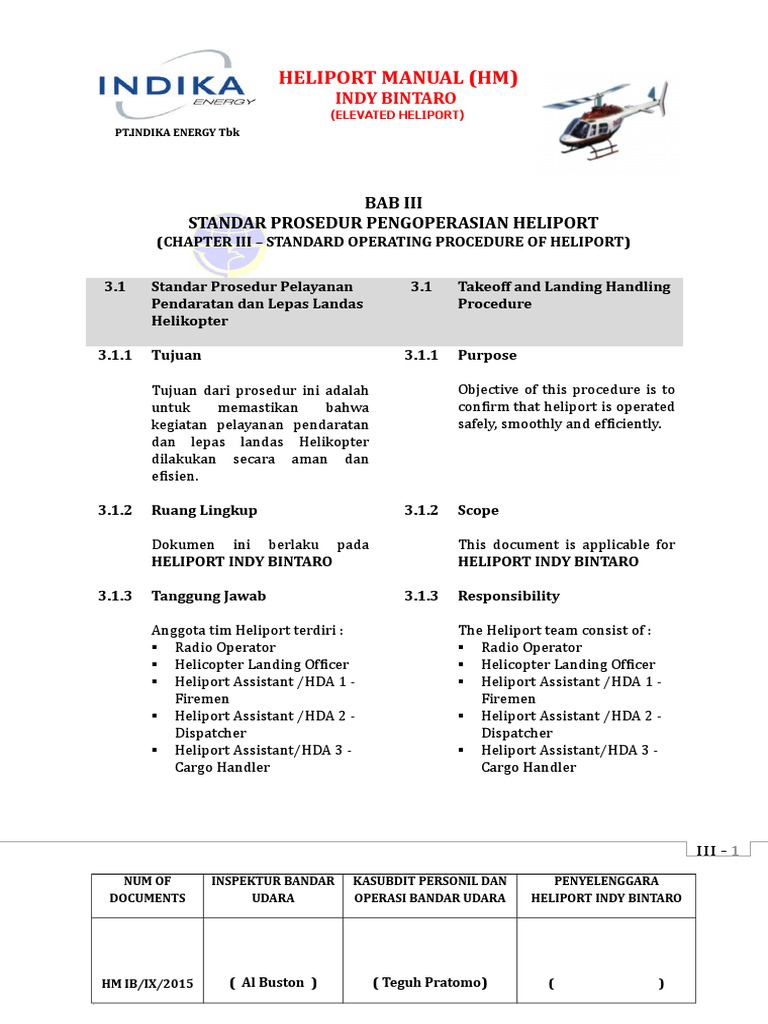 Heliport Operation Procedures Manual | PDF