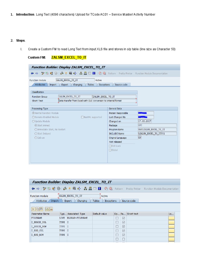 Long Text Upload For TCode AC01 - Service Master | PDF | Software ... Long Text Upload For TCode AC01 - Service Master | PDF | Software ...