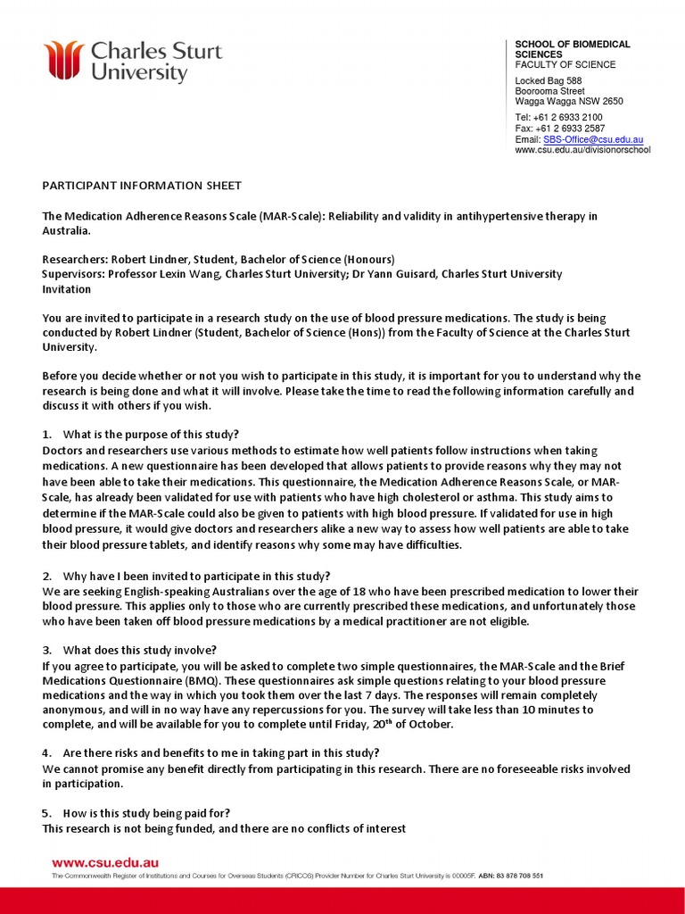 Participant Information Sheet | PDF | Survey Methodology | Questionnaire