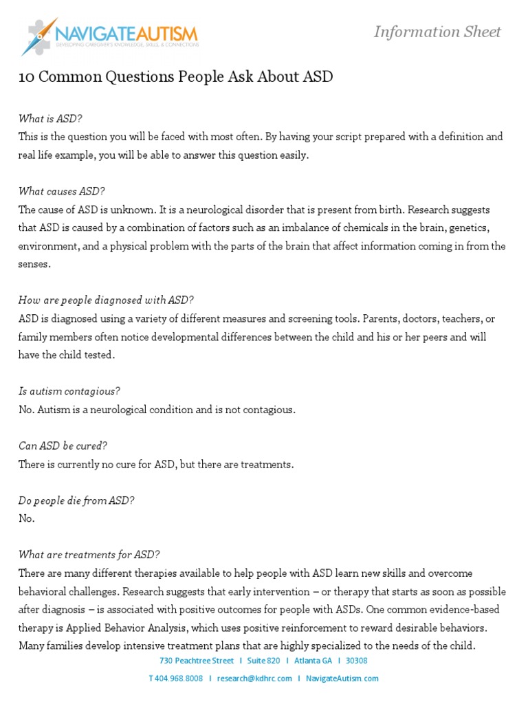 Navigate Autism 10 Common Questions People Ask About ASD PDF | PDF ...