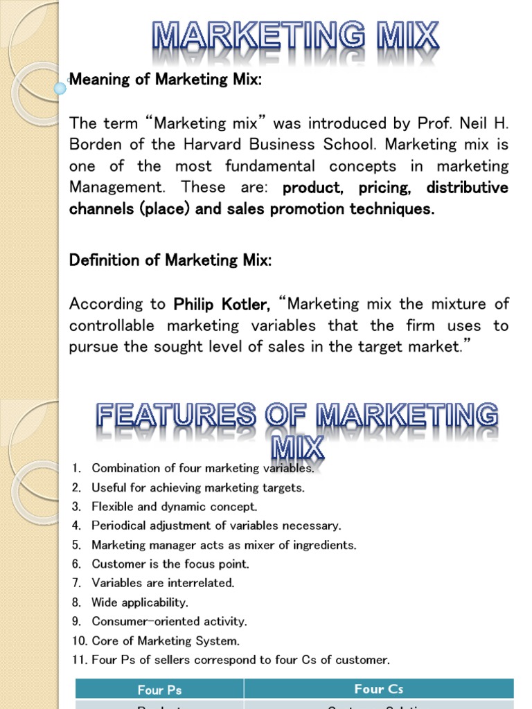 Marketing Mix Presentation | PDF | Sales | Marketing