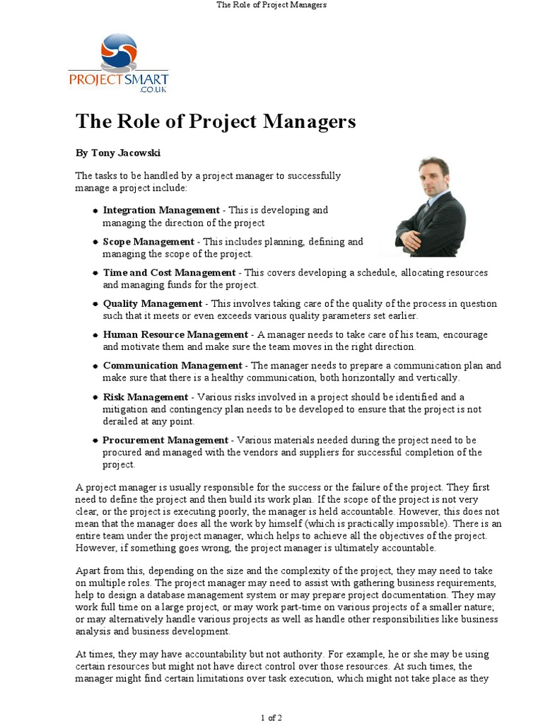Role of Project Managers | PDF | Project Manager | Six Sigma