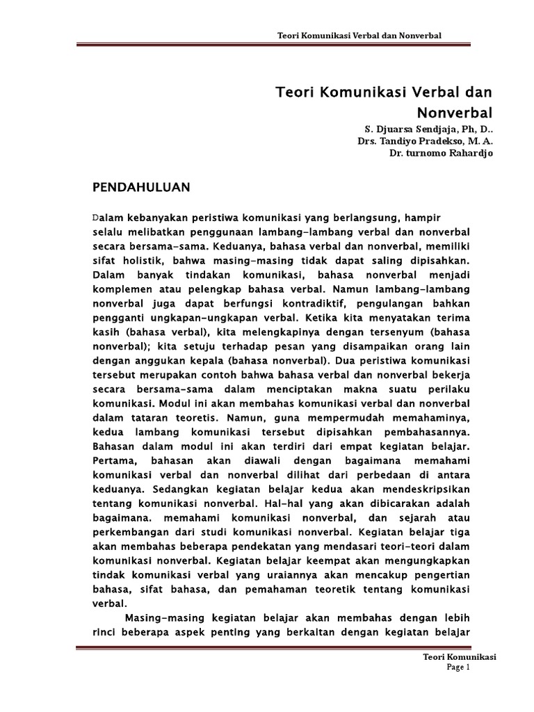 Teori Kom Verbal Dan Nonverbal | PDF