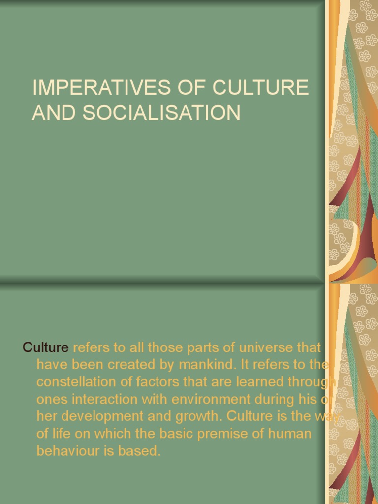 Imperatives of Culture and Socialisation | PDF | Socialization ...