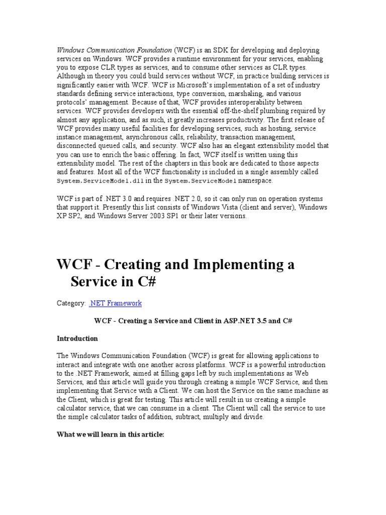 Windows Communication Foundation | PDF | Windows Communication ...