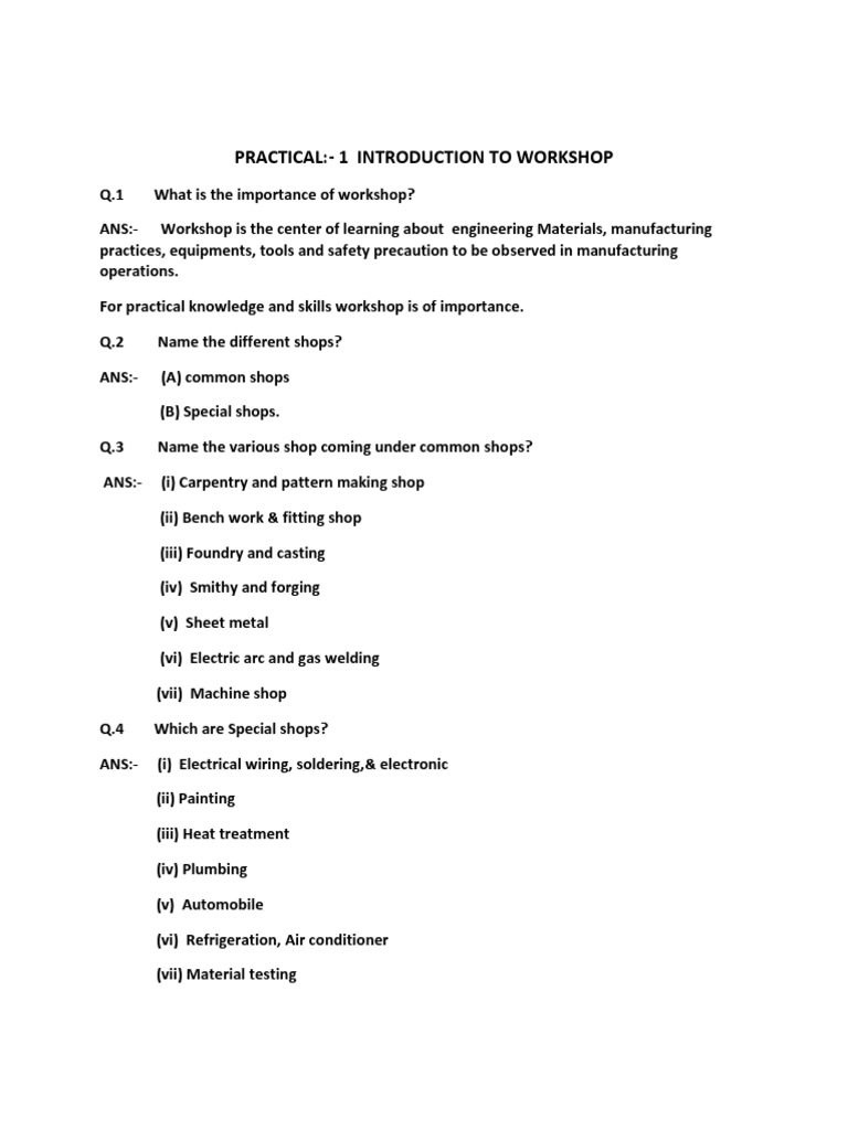 Workshop Viva Questions | PDF