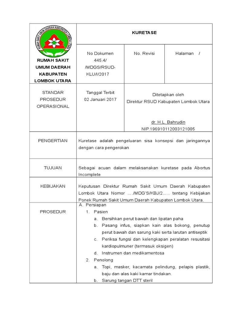 SOP Kuretase | PDF