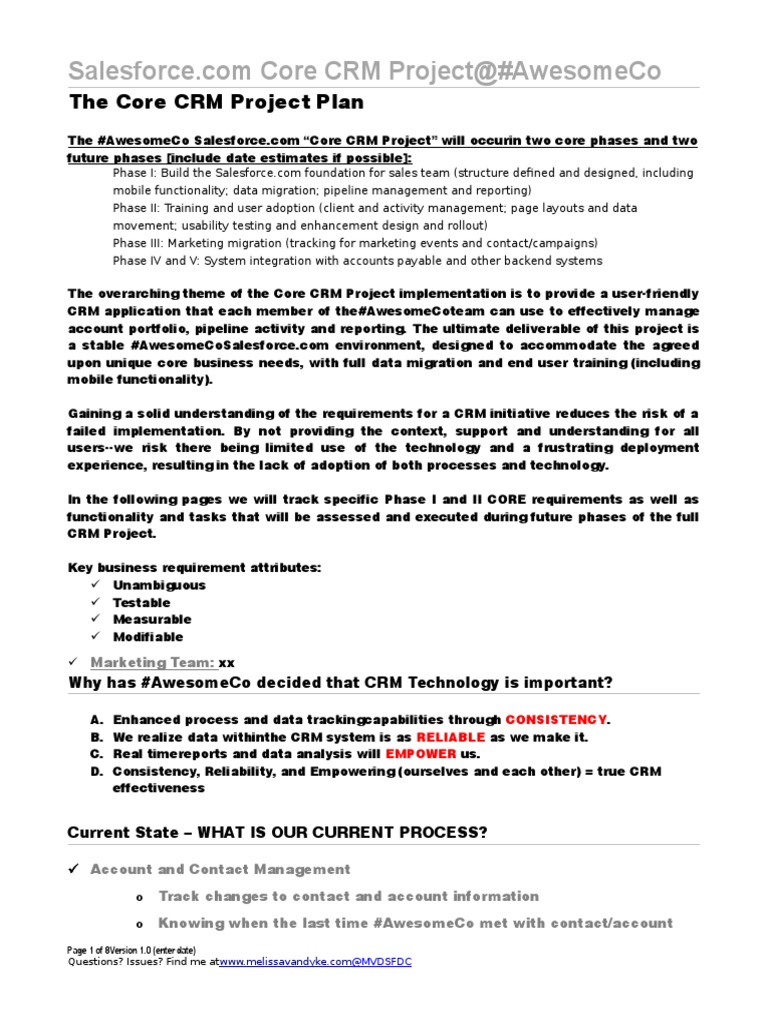 Salesforce Core CRM Project Plan | PDF | Salesforce.Com | Customer ...