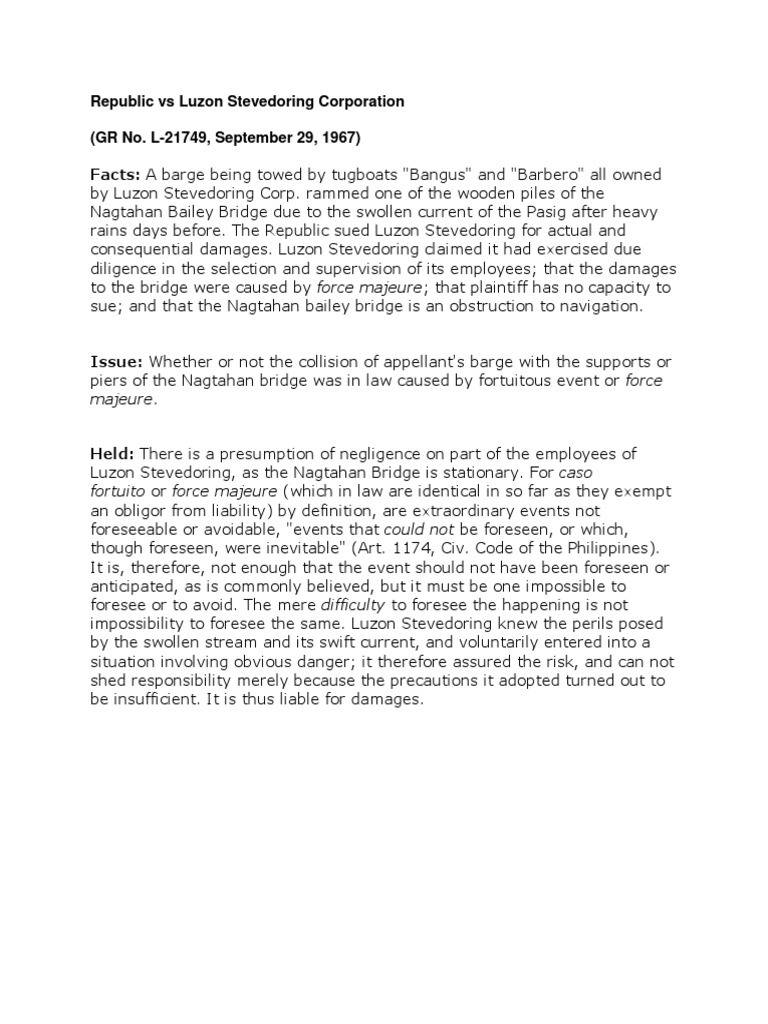Republic Vs Luzon Stevedoring Corporation | PDF