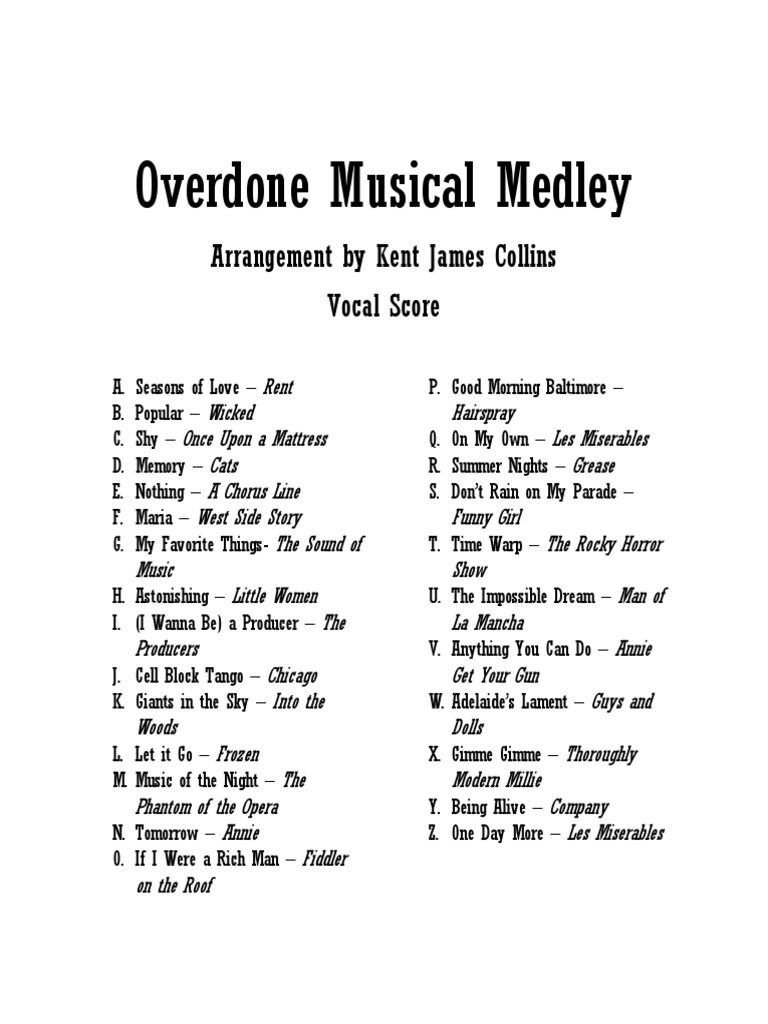 Overdone Musical Medley Cover Page 2 | PDF