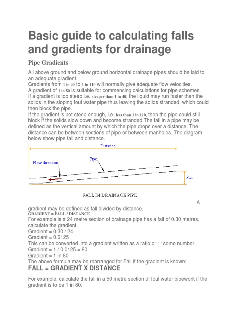 Basic Guide To Calculating Falls and Gradients For Drainage | PDF ...
