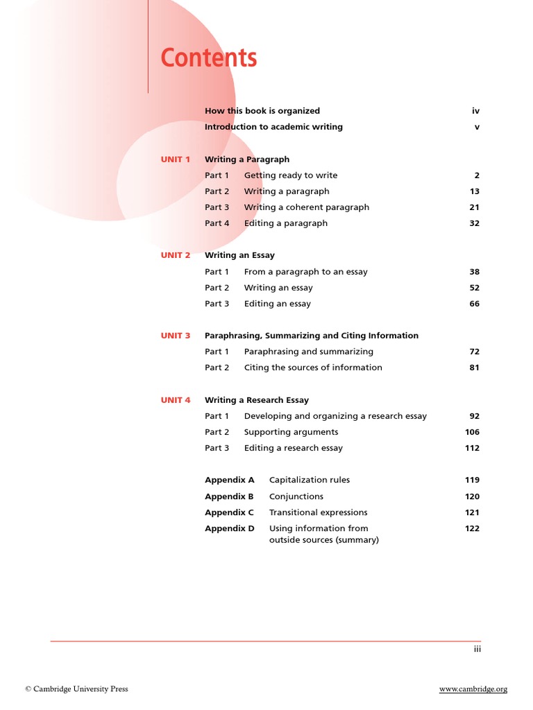 academic-writing-skills-level1-students-book-table-of-contents.pdf | Essays | Writing