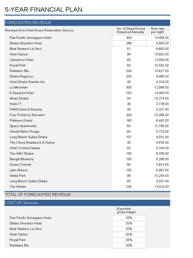 5 Year Financial Plan | Equity (Finance) | Expense