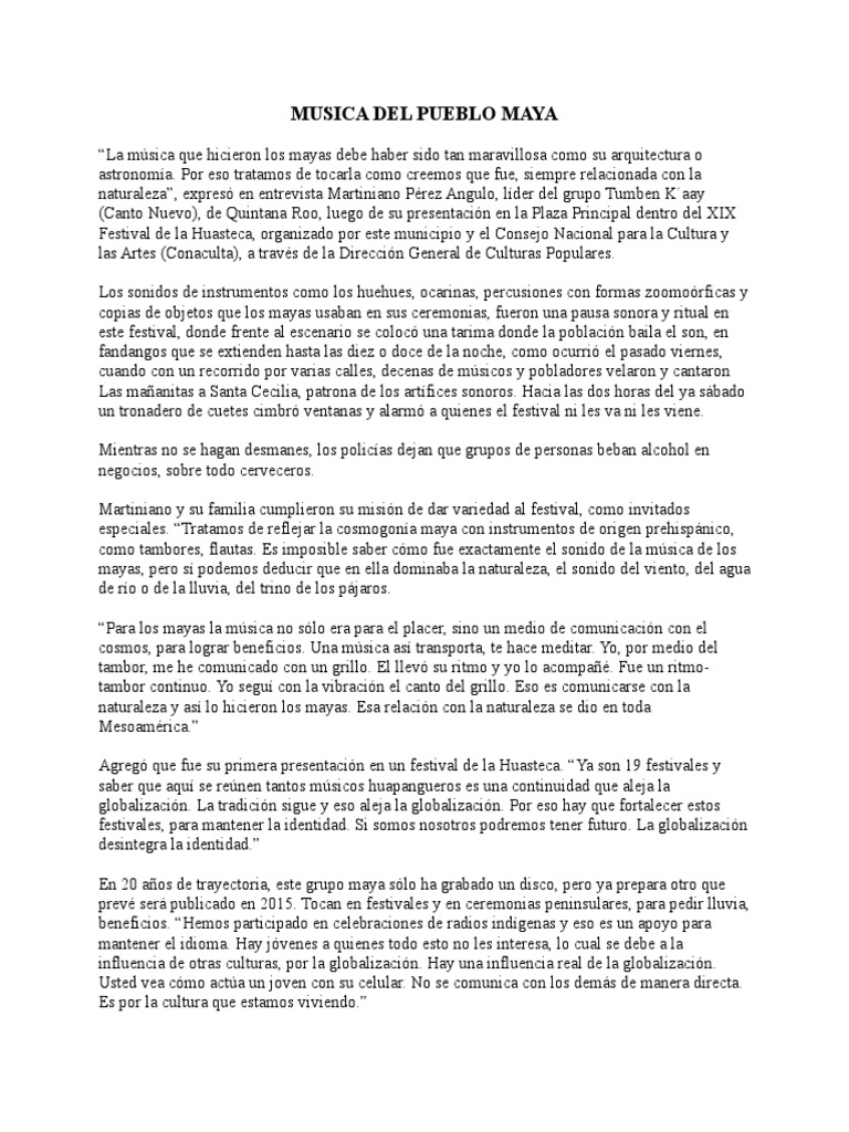 Musica Del Pueblo Maya | PDF | Civilización maya | Cultura (general)