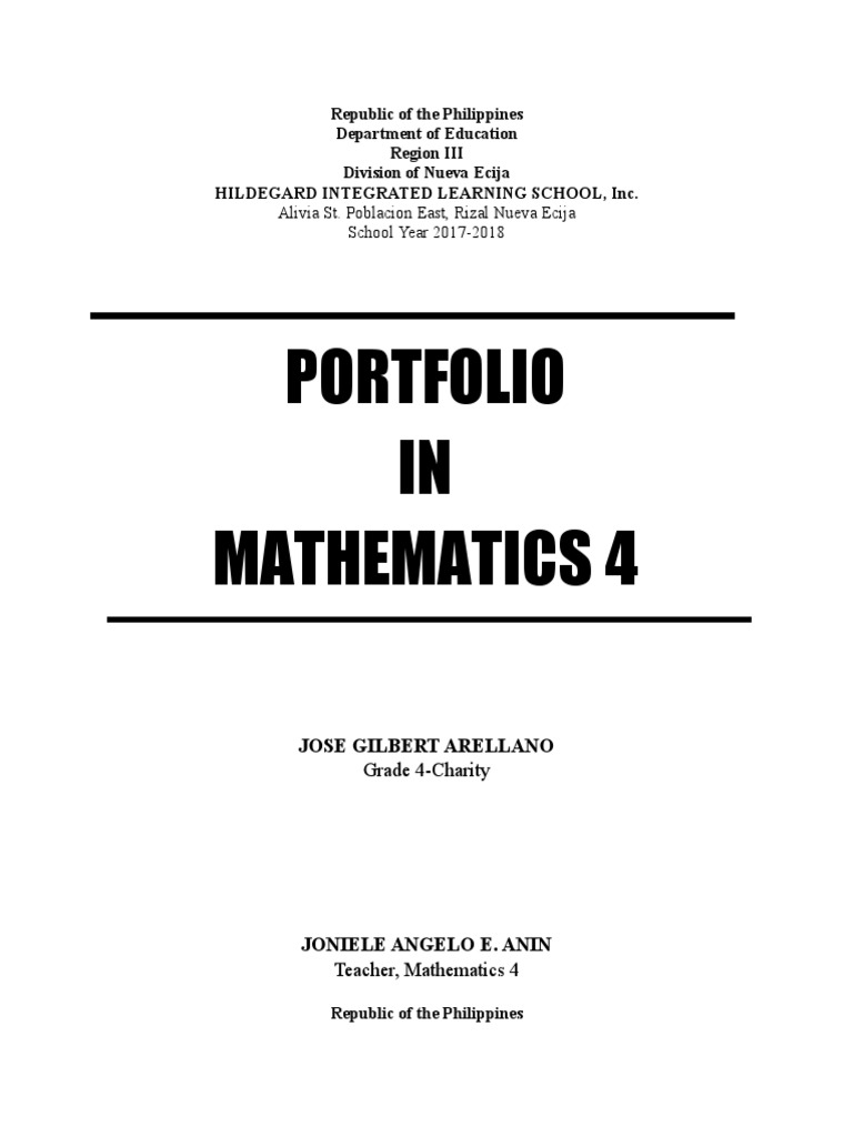 Math Portfolio Pdf Sports