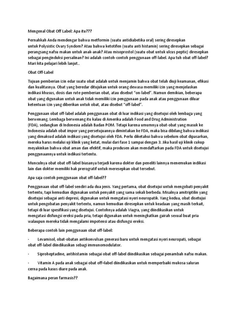 Mengenal Obat Off Label | PDF