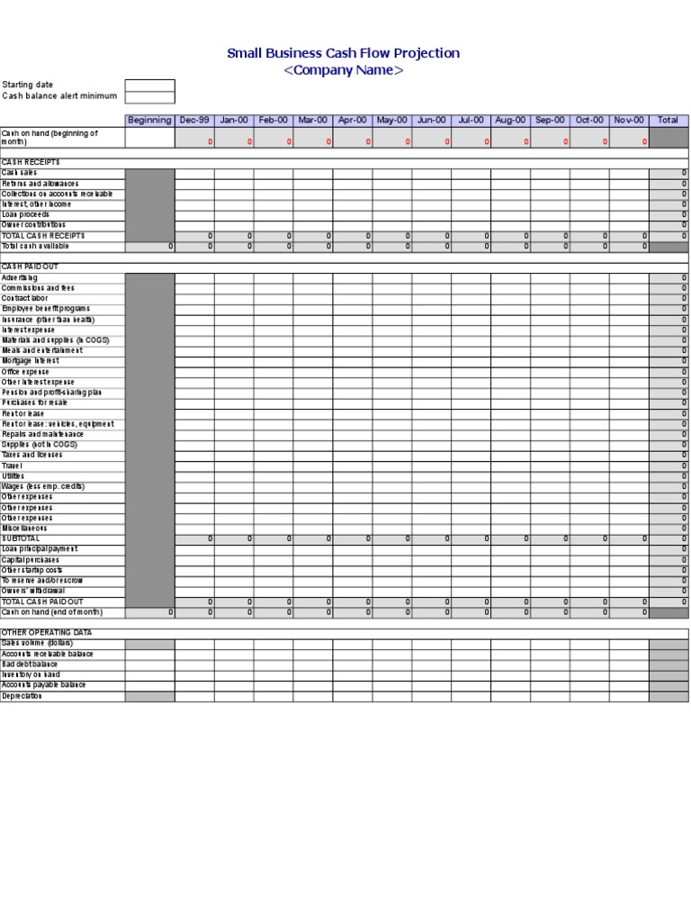 Cash Flow Projections - Template | PDF | Expense | Interest