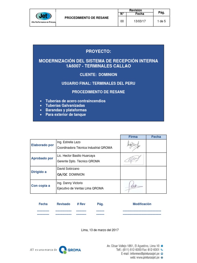 Procedimiento de Resane de Pintura | PDF | Soldadura | Construcción