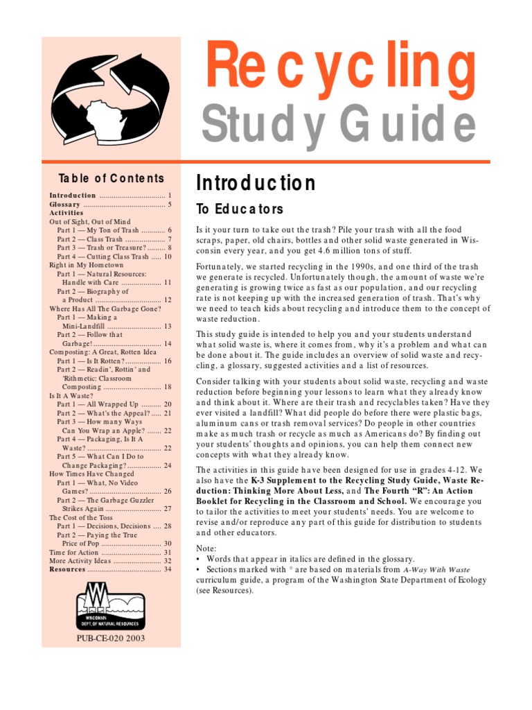 Study Guide: Recycling | PDF | Waste Management | Waste