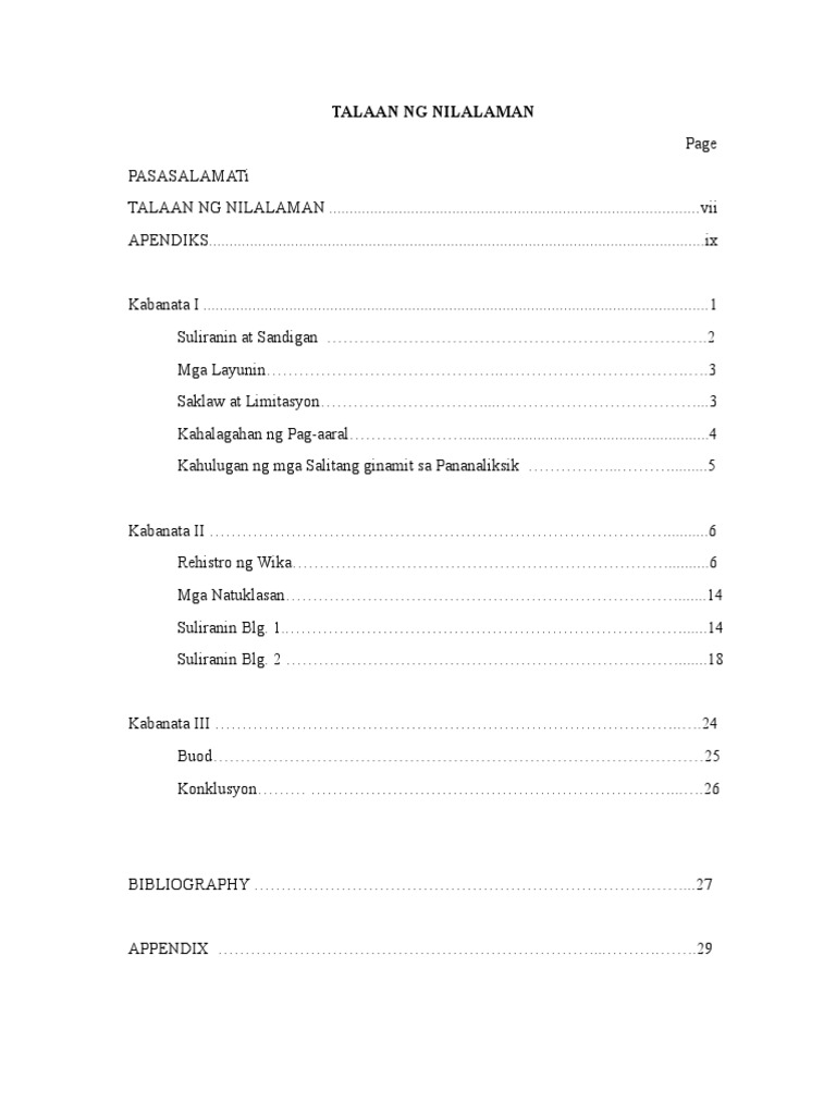 Talaan NG Nilalaman | PDF