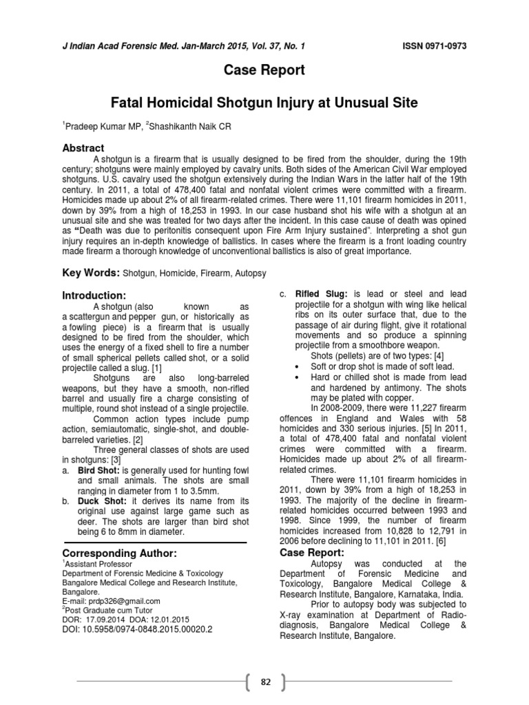 Unusual Shotgun Homicide Case Study | PDF | Shotgun | Firearms