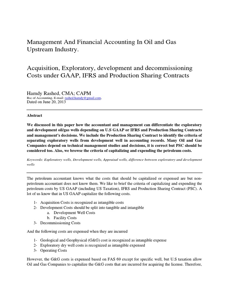 Management and Financial Accounting in Oil and Gas Upstream Industry ...