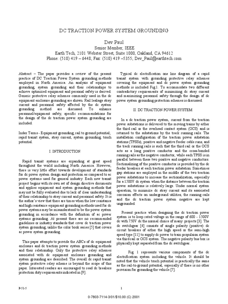 DC Traction Power System Grounding | PDF | Electrical Substation | Relay