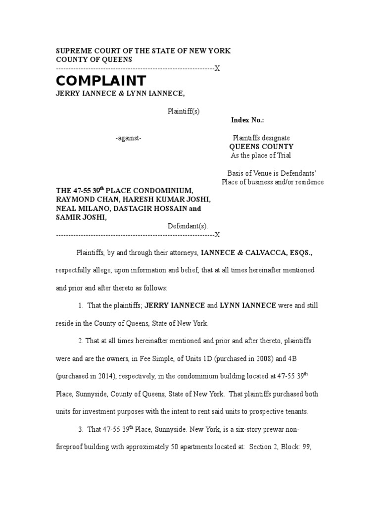 Complaint Against Condo | PDF | Condominium | Lease