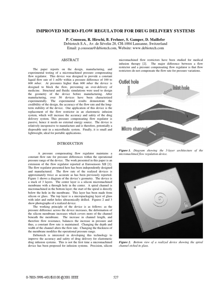 Improved Micro-Flow Regulator For Drug Delivery Systems | PDF | Flow ...