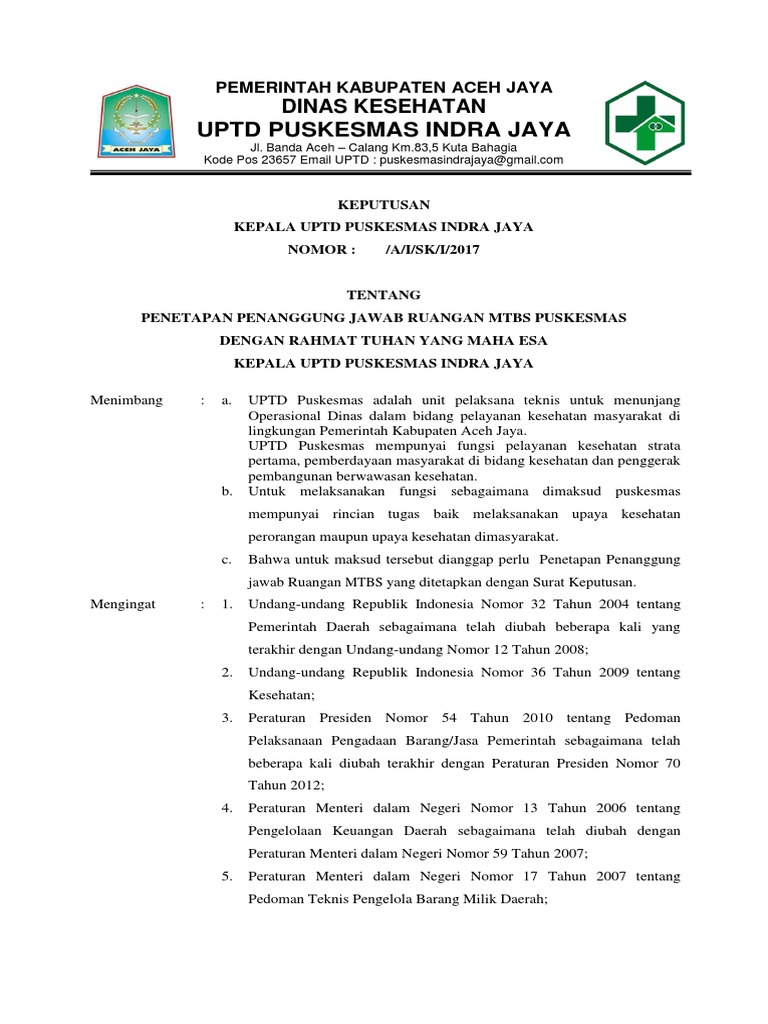 SK Pengelola Ruangan Mtbs | PDF